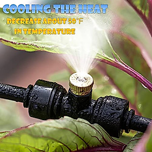 HJYAJZT Misting Cooling System (Newly Designed Atomizing Line) 30FT（9m） Atomization Line+ 8 Brass Spray Nozzles + One Brass Adapter (3/4 Inch) Patio Spray System for Outdoor Cooling