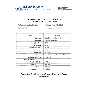 Methylene Blue, 1% USP (Pharmaceutical) Grade, 8 fl oz Glass; 3rd Party Tested