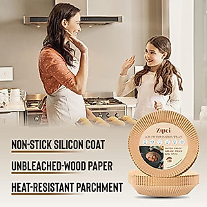 Zupci Air Fryer Liners Round - 100 Pcs 7.9 Inch Disposable Paper Dryer Liners for 4 to 6 Qt Basket - Paper Liner for Air Fryer Basket- Non-stick Oil Air Fryer Liner Round- Water Proof Parchment Paper