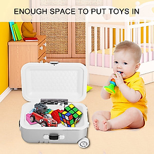 JTLB Baby Suitcase Toy Cute Plastic Rolling Suitcase Mini Luggage Box (Silver)