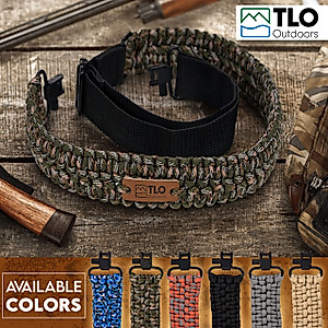 TLO Outdoors Paracord Gun Sling - Tactical 2-Point Rifle Sling, Extra Wide, Adjustable Strap with Swivels for Rifle, Shotgun, and Crossbow for Hunting, Shooting, Gun Safety (550 Rated Nylon)