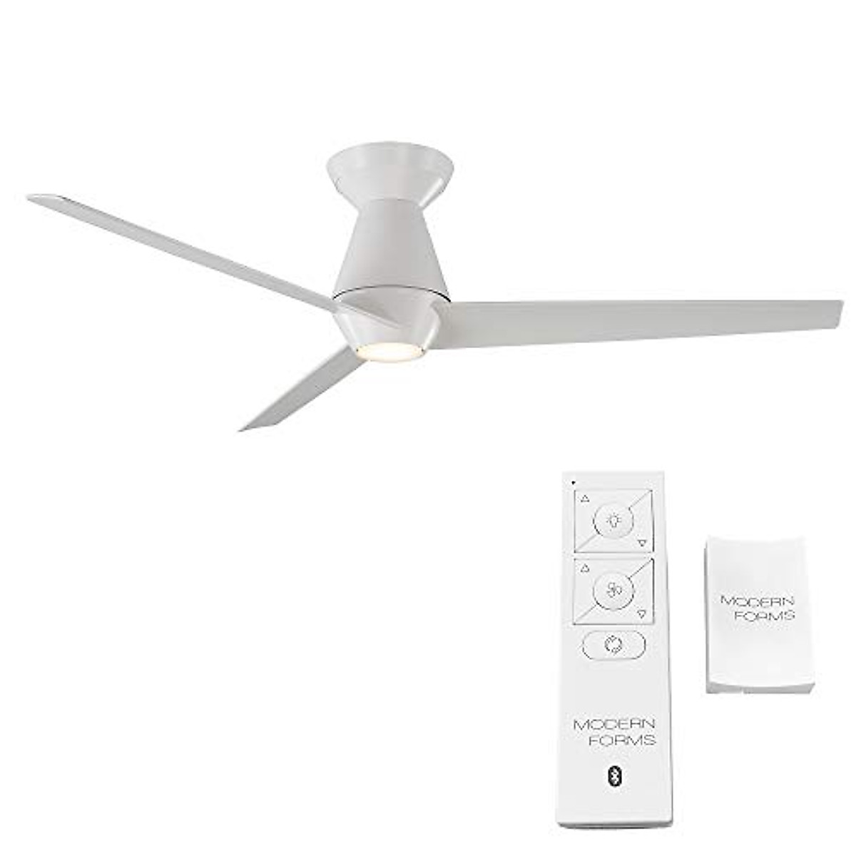 Slim Smart Indoor and Outdoor 3-Blade Flush Mount Ceiling Fan 52in Matte White with 3000K LED Light Kit and Remote Control works with Alexa, Google Assistant, Samsung Things, and iOS or Android App