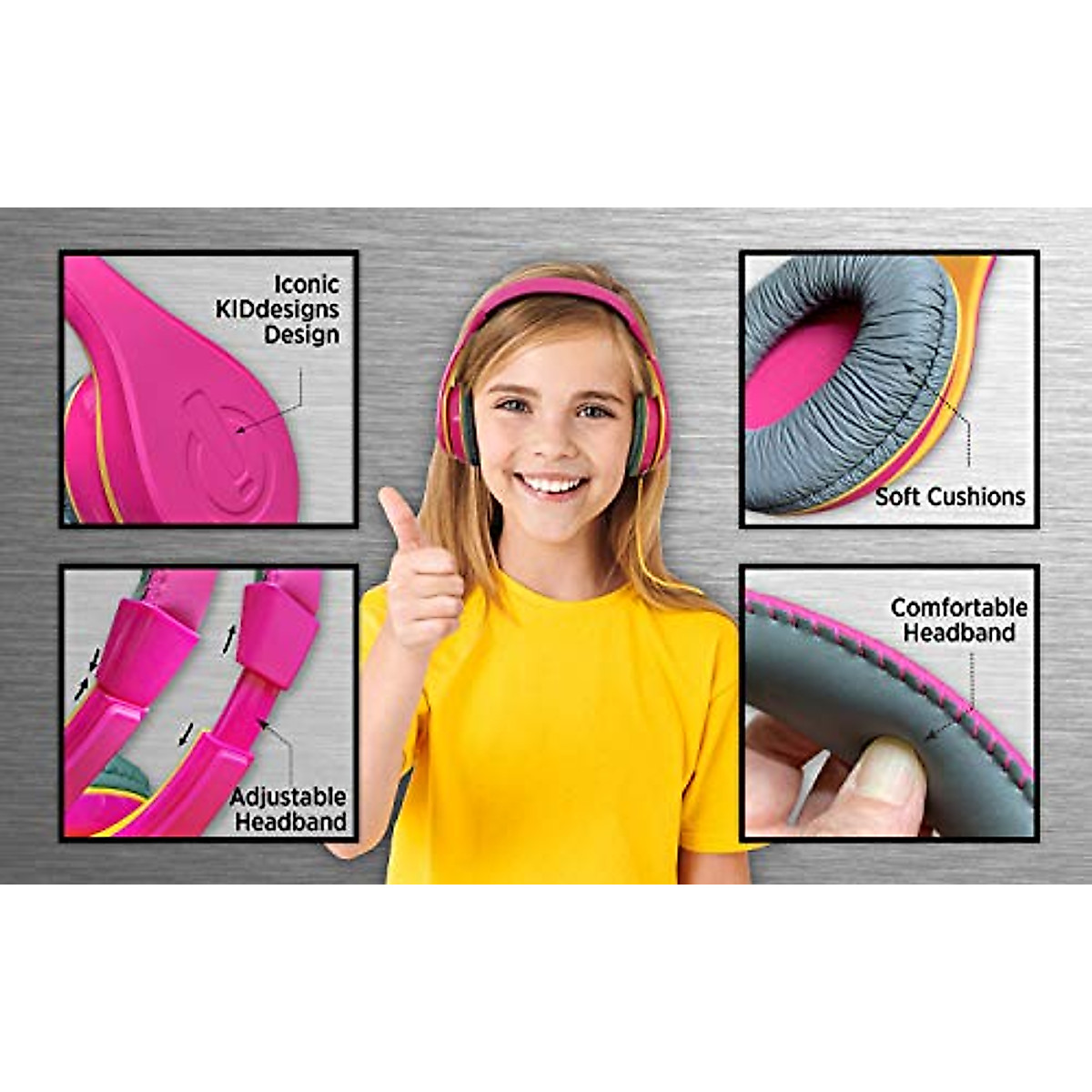 eKids Headphones for Kids, Wired Headphones for School, Home or Travel, Tangle Free Stereo Headphones with Parental Volume Control, Connect via 3.5mm Jack