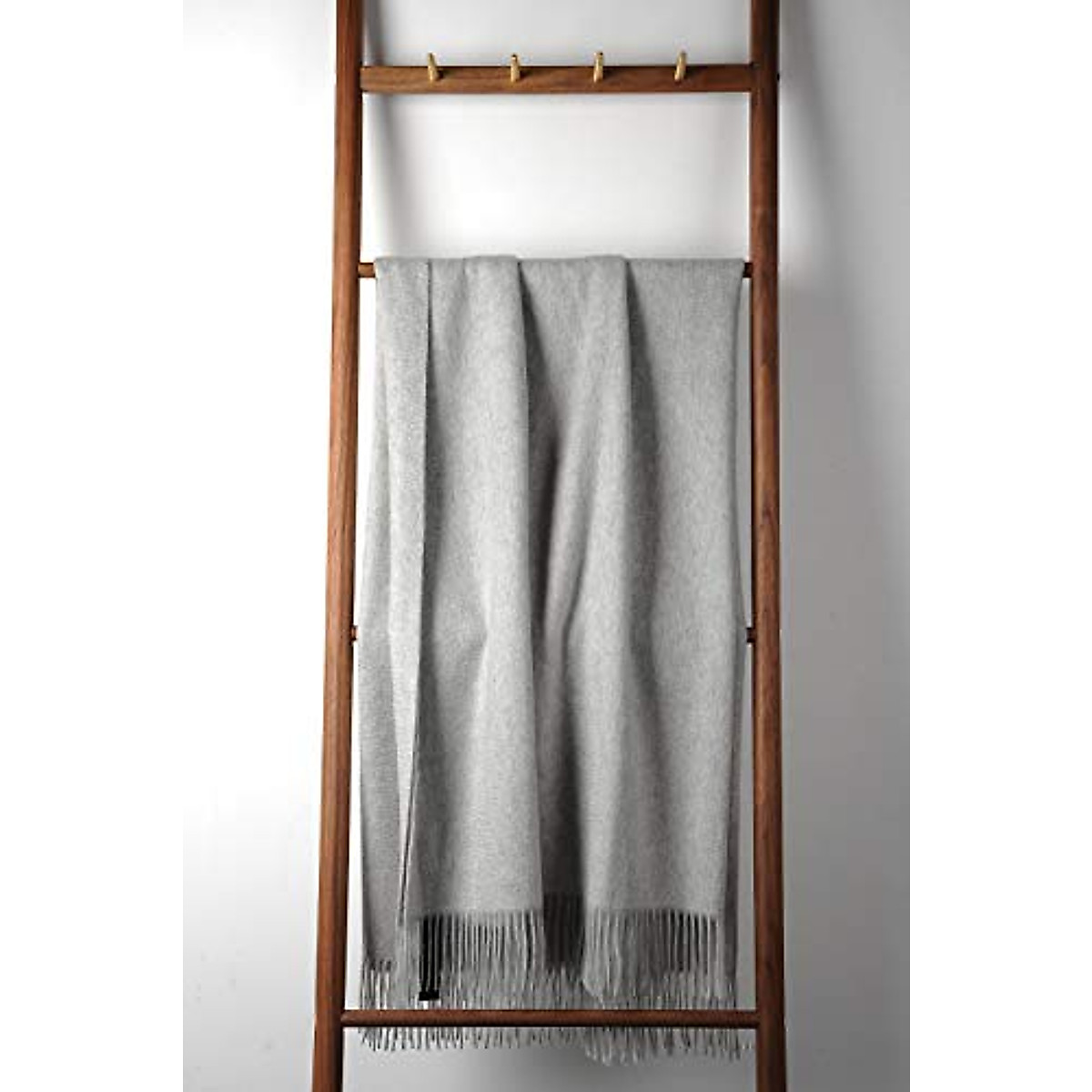 EP Mode 100% Pure Cashmere Throw Blanket for Sofa, Classic Design with Gift Box (Lt. Heather Grey)