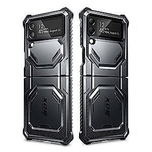 i-Blason Armorbox Series Case for Samsung Galaxy Z Flip 4 5G (2022), Full-Body Rugged Holster Case with Shock Reduction/Bumper (Black)