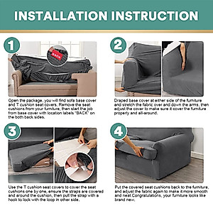 2 Piece/3 Piece/4 Piece Sofa Cover Stretch Couch Cover with 1/2/3 Individual T Cushion Seat Covers Protector Sofa Slipcovers Jacquard Knitted Furniture Cover 1/2/3 Seater ( Color : Blue , Size : 2 Sea