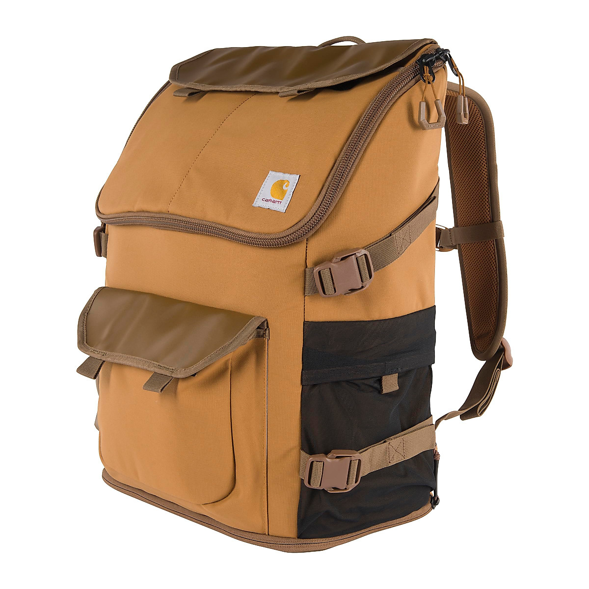 Carhartt 35L Nylon Workday Backpack, Durable Water-Resistant Pack with 15" Laptop Sleeve and Adjustable Shoulder Straps, Brown, One Size