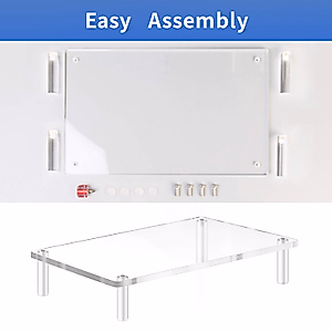 Yestbuy Acrylic Monitor Stand Riser, Clear Computer Monitor Riser, Desktop Organizer Stand for Office Accessories, Printer, Notebook, and All Flat Screen Display, Ergonomic Monitor Riser Stand