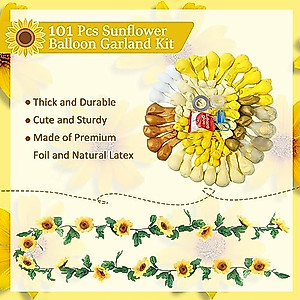 Ouddy Party 101Pcs Sunflower Baby Shower Decorations for Girls Boys Sunflower Balloons Garland Arch Kit Yellow Balloons with You Are My Sunshine Banner Sunflower Vine for Sunflower Party Decorations