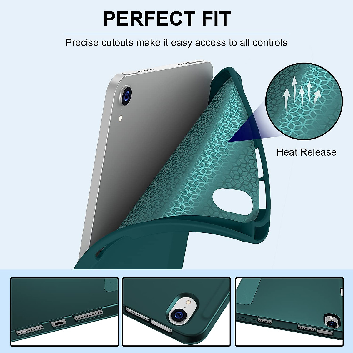 Soke for iPad Mini 7 A17 Pro Case 2024,iPad Mini 6 Case 2021 with Pencil Holder-[Shockproof Protection + Auto Sleep/Wake], Soft TPU Back Cover for iPad Mini 7th/6th Generation 8.3 inch,Teal
