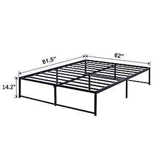 VECELO 14 Inch Queen Size Metal Platform Bed Frame,Industrial（2 Set）
