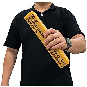 12" x 2" x 2" Inch Abrasive Cleaning Eraser Stick for Cleaning Abrasive Sanding Belts & Sanding Discs Sandpaper Rough Tape, Skateboard and Shoes Natural Rubber Build