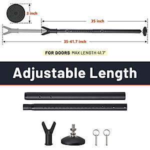 Door Security Bar, 1 1/8 inch Heavy Duty Security Bars, 35-41.7" Adjustbale Door Saftey Bar - Portbale Security Door Barricade Bar Inside (1 pc, Black) (Frosted Black)