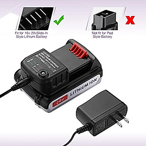 LCS1620 Replacement Charger 20V Lithium Battery Charger for Black&Decker 16V-20V Lithium Ion Battery LBXR20 LBXR20-OPE LB20 LBX20 LBX4020 LB2X4020 LBXR2020-OPE BL1514 LBXR16