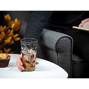 Le'raze Drinking Glasses Set of 18 Clear Glass Cups - 6 Highball Glasses 17oz, 6 Rocks Glasses 13oz, 6 DOF Glasses 7oz, Bubble Design Glassware Set for Water, Juice, Wine, Cocktails, & Beer Glasses.