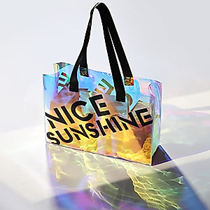Beach Bags for Women - Extra Large Beach Tote Beach Bags Waterproof Sandproof, Beach Bag for Pool Travel Picnic Camping Daily, with Little Bag - Iridescence