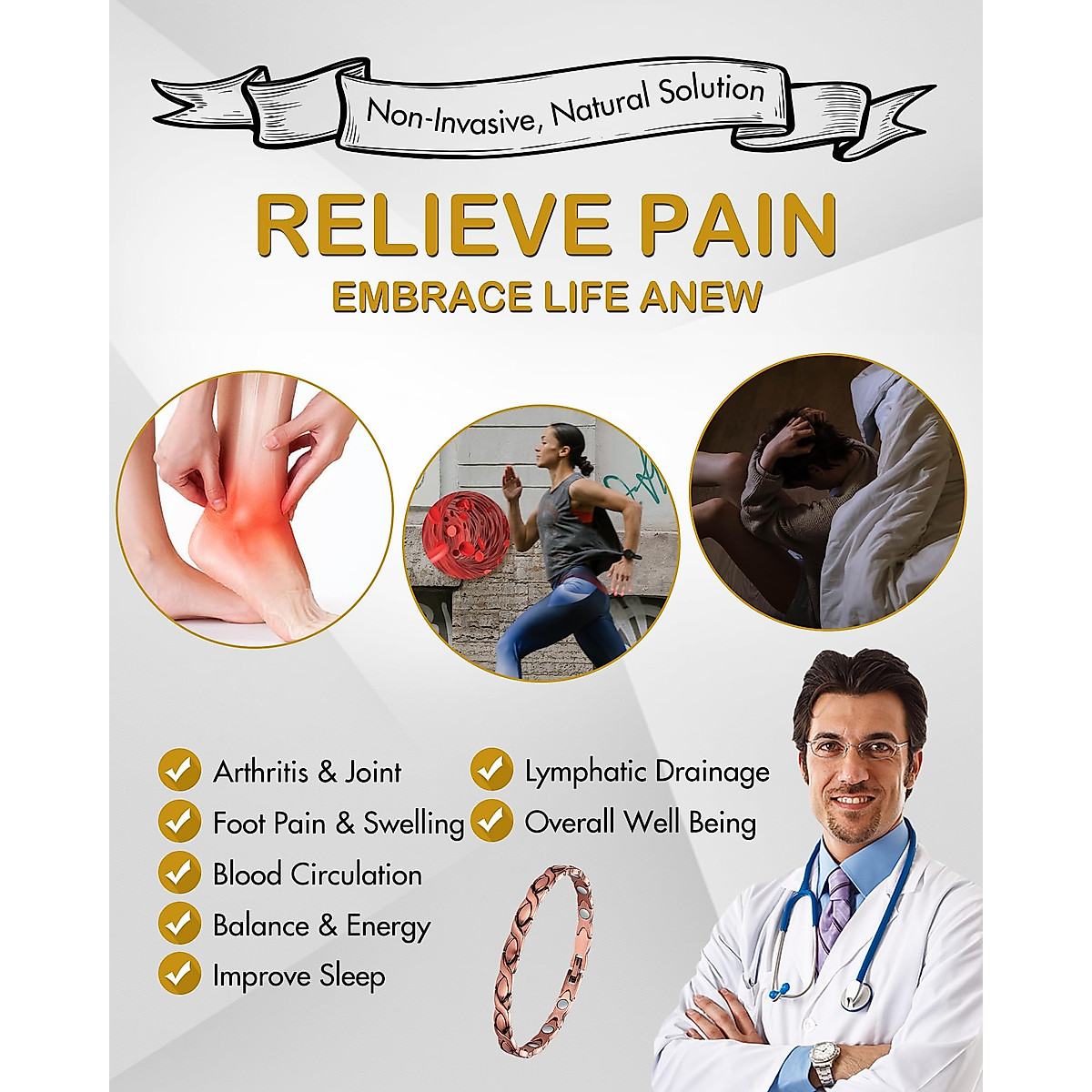 Feraco Magnetic Copper Anklets for Women Copper Ankle Bracelet for Women 99.99% Pure Copper with Magnets for Feet & Ankles (X Shape)