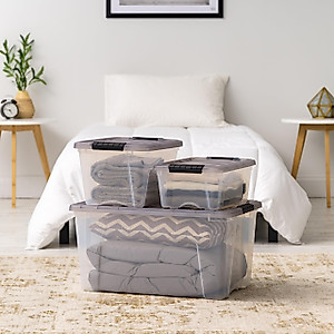 IRIS USA 72 Quart Stack & Pull Clear Storage Box, Gray, 3 Pack