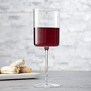 JoyJolt Claire 14oz Red Wine Glass Set. Large Wine Glasses Set of 2 Crystal Wine Glasses. Elegant Wide Rim Stemware - Modern Wine Glasses with Stem. Stemmed Wine Glasses for Unique Wine Glasses Gifts