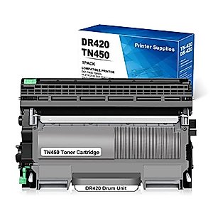 Compatible Toner Cartridge and Drum Unit Replacement for Brother TN450 TN420 TN-420 DR420 DR450 DR-450 (Black, 1 Drum+1 Toner)
