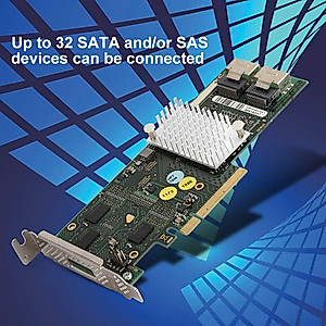 ASHATA SAS Controller 8-Port SATA+SAS Ports SAS2108 SATA/SAS Raid 6Gbs 512M Cache Controller Low Baffle,Support to 32 for SAS SATA Endpoint Devices