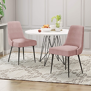 Christopher Knight Home Dawn Modern Fabric Dining Chairs (Set of 2), Light Blush