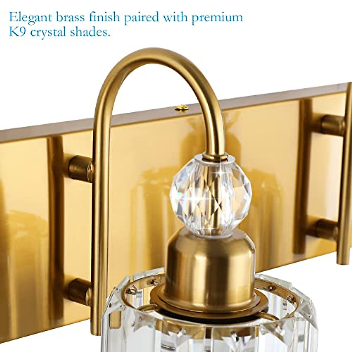 Ralbay Crystal Bathroom Vanity Lights 5-Lights Brass Gold Crystal Bathroom Vanity Lights Over Mirror Modern Crystal Gold Bathroom Wall Lighting Fixtures