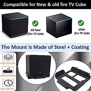 Metal Wall Mount for Fire TV Cube (3rd Gen) 2022 Released,Secure Metal Holder for fire TV Cube (1st Gen,2nd Gen),Sturdy Steel Stand with Soft Foam Hold fire TV Cube for Wall,Furniture,Ceiling (Black)