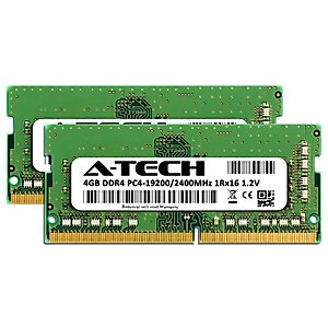 A-Tech 8GB (2x4GB) DDR4 2400MHz SODIMM PC4-19200 1Rx16 Single Rank 260-Pin CL17 1.2V Non-ECC Unbuffered Notebook Laptop RAM Memory Upgrade Kit