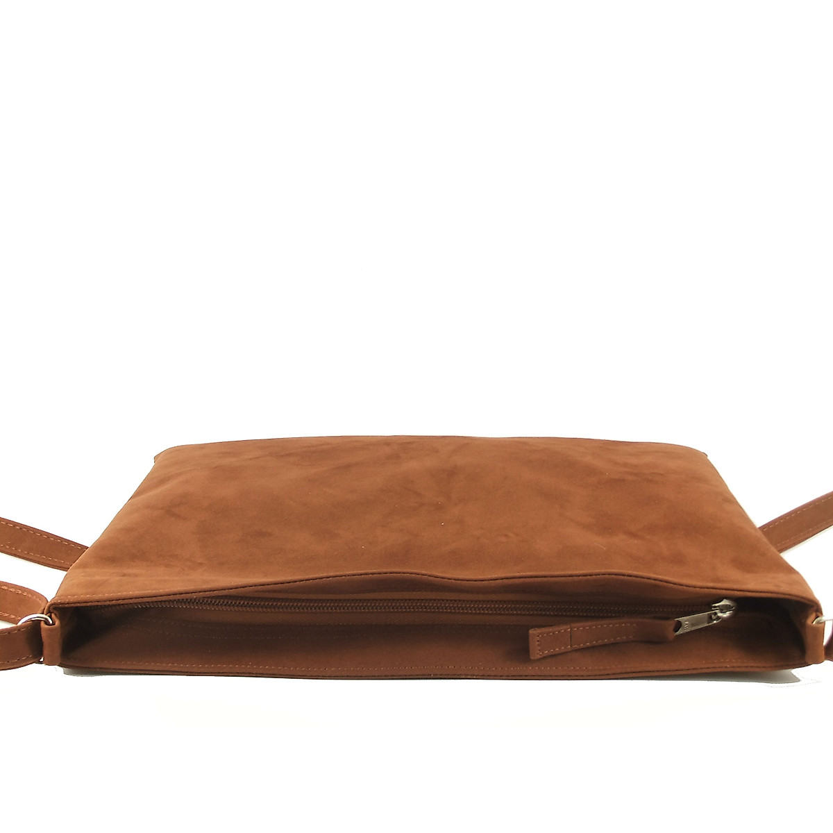 LONI Womens Hot Faux Suede Shoulder Bag Cross-Body Bag Flat with Zip-Top Tan Cinammon