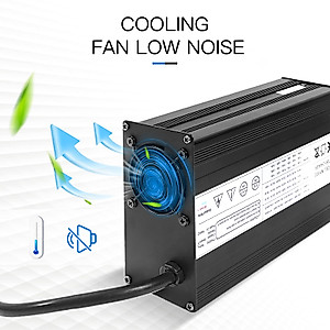 MAYOUNG 48V15A Lithium Iron Battery Charger 58.4Volt 15Amp LiFePO4 Battery Smart Charger Used for 16S 51.2V 48V 80ah 100ah 120ah 150ah 200ah Battery with DC Connetor SB 50A