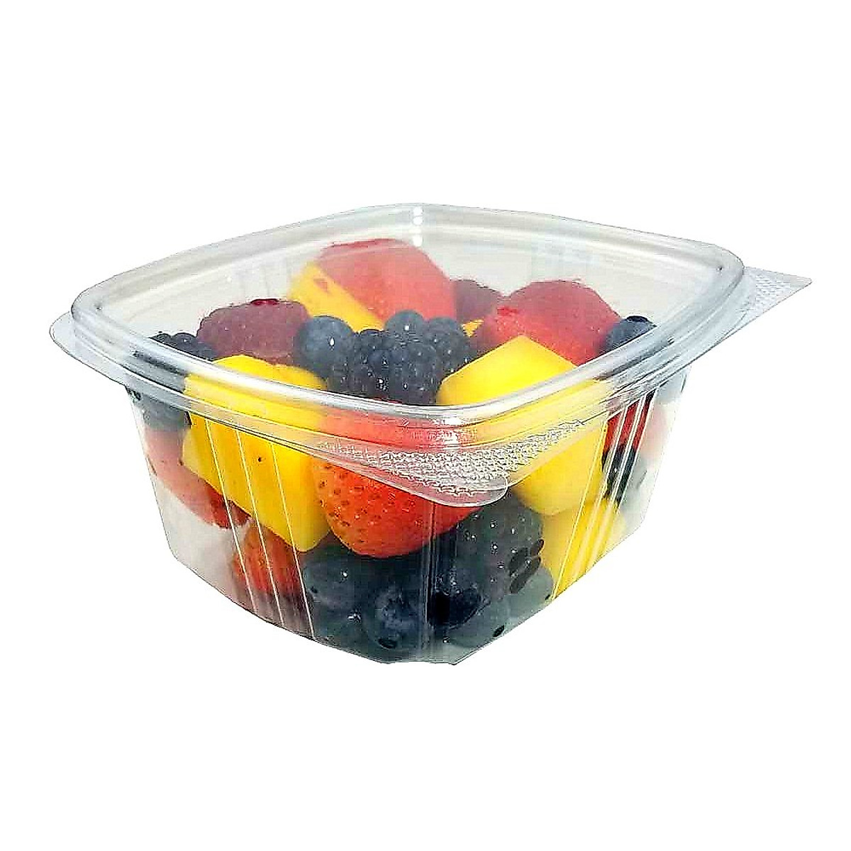 Koda Cup 16 oz. (Pint Size) RPET Clear Hinged Deli Meal Prep Fruit Salad Display Food Storage Containers (Pack of 200)