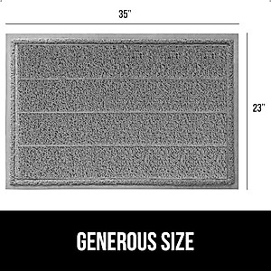 Gorilla Grip Stain and Fade Resistant Dirt Grabber Mesh Door Mat, Low-Profile, Heavy Duty Quick Dry Striped Doormat, Mats for Indoor or Outdoor Entry, Shoe Scraper, Garage Entrance Mat, 35x23, Gray