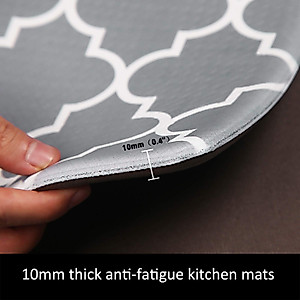 HEBE Anti Fatigue Kitchen Floor Mats Set of 2 Thick Cushioned Kitchen Rugs Mats Set Waterproof Non Slip Comfort Floor Rug Carpet for Kitchen Sink,Laundry 18"x30"+18"x48"