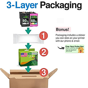 Limeink Remanufactured Ink Cartridge 60XL 60 XL Replacement for HP Envy 100 110 120 Photosmart c4680 c4780 c4795 d110 Deskjet d2680 f2430 f4280 f4440 f4480 f4580 Printer (1 Black, 1 Color)