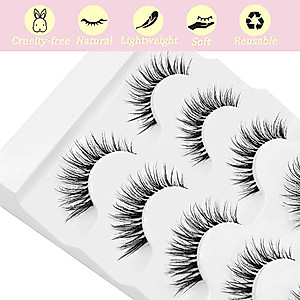 Veleasha Lashes 5D Faux Mink Lashes 100% Handmade Luxurious Fake Eyelashes Lightweight Fluffy False Eyelashes 5 Pairs Pack (G2)