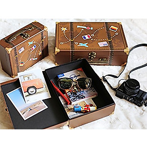 SLPR Cardboard Small Suitcase Boxes (Set of 3) | Paperboard Travel for Birthday Wedding Decoration | Largest Suitcase is 12” Length x 8” Width x 3.5” Height