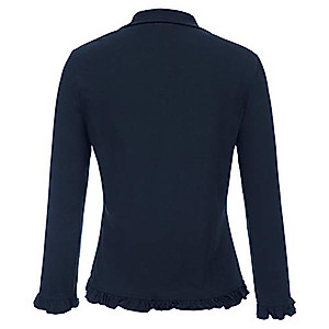 Women Casual Business Suit Blazer Jacket 3/4 Sleeve Open Front Cardigan Navy L