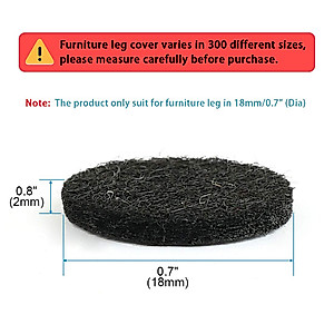 uxcell Furniture Pads Round Self-Stick Non-Slip Anti-Scratch Felt Pads Floors Protector 18mm Diameter 32pcs Black