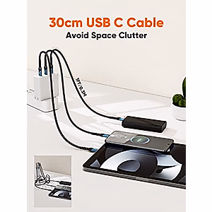CableCreation Short USB C to USB C Cable 60W, USB C Cable 1FT 2-Pack Fast Charging Cord, Double-Braided Type C to Type C Compatible with iPad Mini 6 iPad Pro Galaxy S23 Ultra S23 S22 and More, Blue
