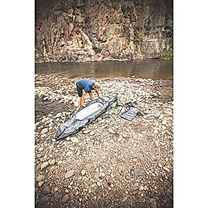 Sevylor QuickPak K5 24 Gauge PVC Polyester 1 Person Inflatable Kayak w/Hand Pump, Paddle, Double Lock Valves and Easy To Carry Backpack System, Gray