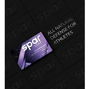 Spar Soap Platinum Bar (4 Ounce), Lavender Tea Tree, Antifungal Properties, For BJJ, MMA, Wrestlers, Grapplers, Men/Women, USA Made Body Soap, For Body Odor, With Lavender, Cassia, Clove