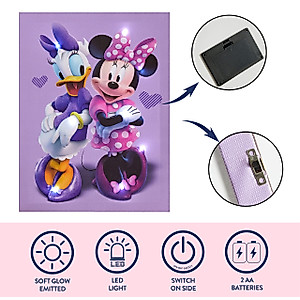 Idea Nuova Disney Minnie Mouse Canvas LED Wall Art,Childrens Wall Hanging Décor,11.5"x15.75"