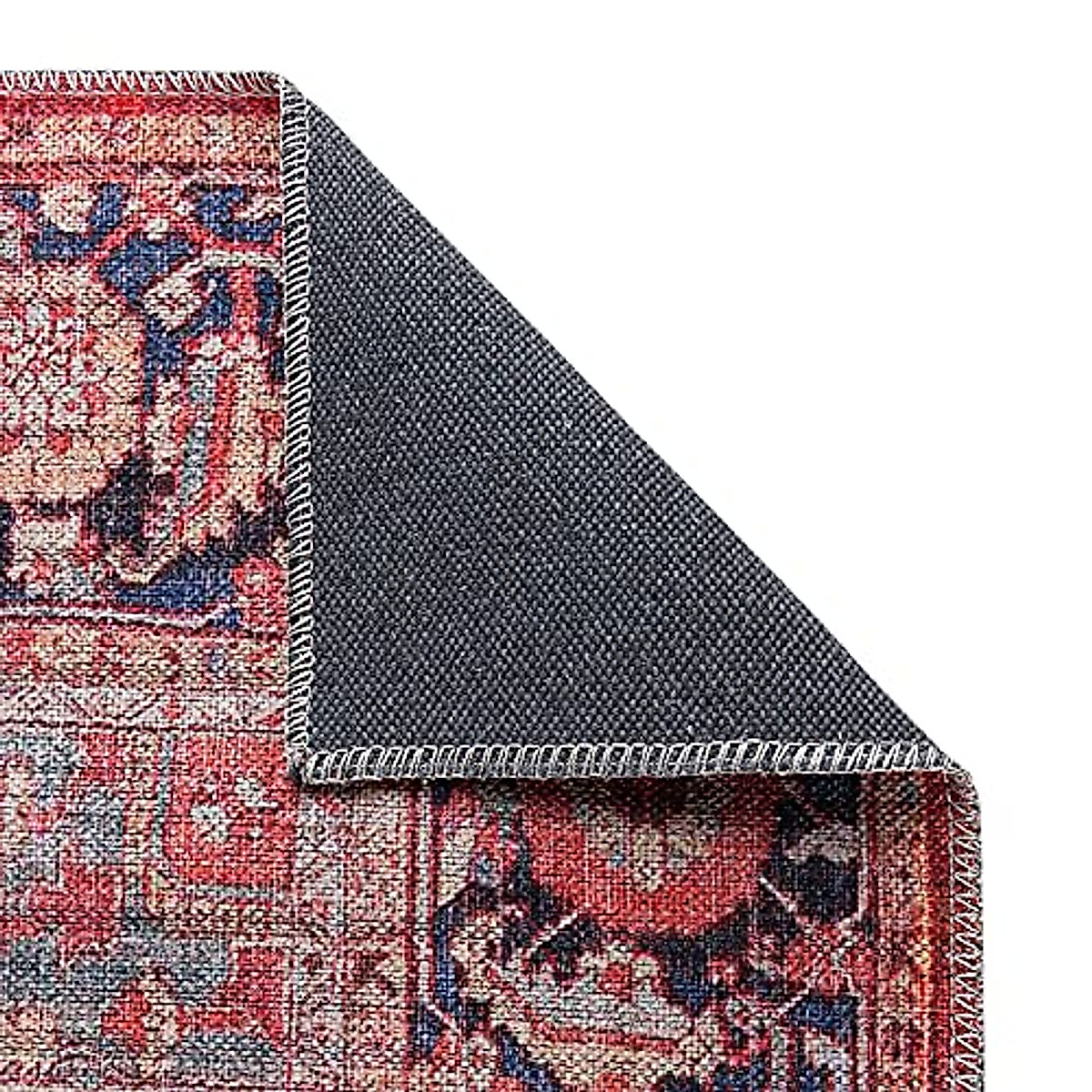 Rugs.com Maahru Collection Washable Rug Square Rust Red Low-Pile Rug Perfect for Living Rooms, Kitchens, Entryways, 5 ft 3 Square