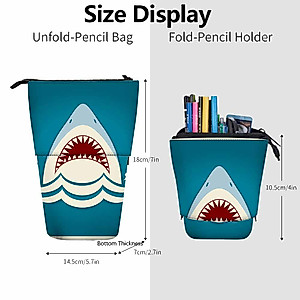 Swono Shark Pencil Holder Tooth Jaws Stand Up Pencil Case Organizer Makeup Bag Pencil Pouch Gift Blue