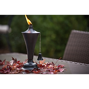 Legends Direct Set of 4, Oahu Premium Metal Patio Torches, 53" Tall- Tiki Style/w Snuffer, Fiberglass Wick & Large 16oz Oil Lamp for Deck, Patio, Lawn, Garden, Luau (Smooth Black)