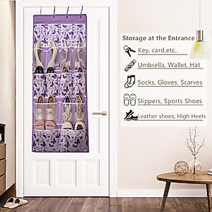 Over the Door Storage Organizers,Behind Door Hanging Holder Shelf to Store Shoes,Socks,Hat,Underwear,Doll,Toddler Nappy,Hair Accessories,Kids outfit in Bathroom,Nursery,Utility Room,Entryway,Purple