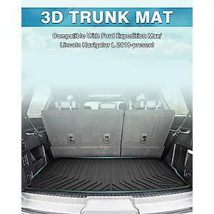Mixsuper Cargo Liner for Ford Expedition Max/Lincoln Navigator L 2018-2024, All Weather Cargo Mat Rear Trunk Liner Behind The 3rd Row Seats Black