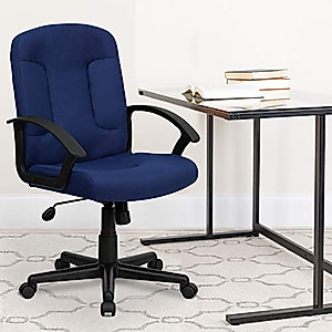 Flash Furniture Garver Mid-Back Navy Fabric Executive Swivel Office Chair with Nylon Arms