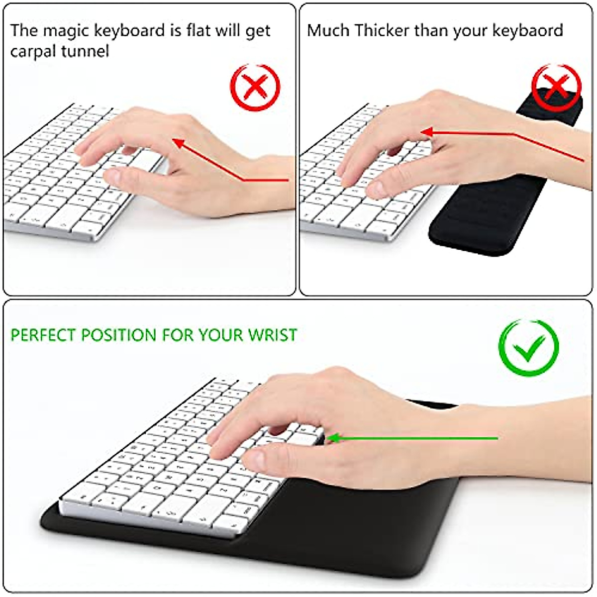Wrist Rest for Magic Keyboard 2 (MLA22LL/A, A1644) and Magic Keyboard with Touch ID(MK293LL/A), Magic Keyboard Stand Pad to Relief Pain